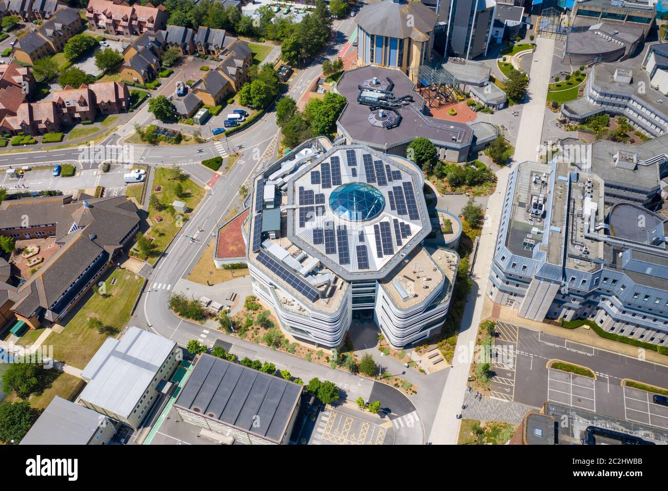 Poole UK, 17th June 2020: Aerial photo of the Bournemouth University ...