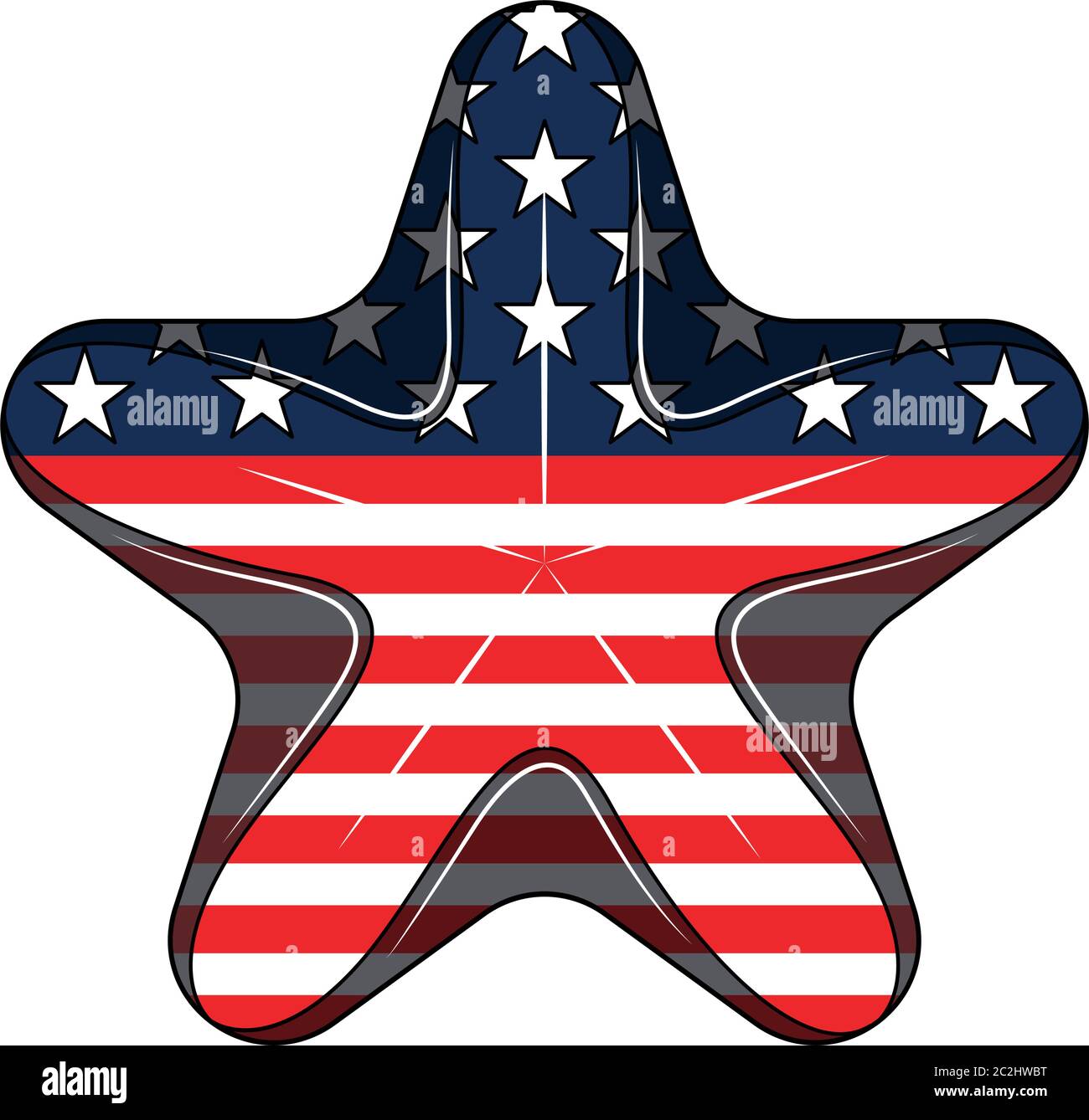 Flag of United States shaped star. Star icon - Vetor Stock Vector Image ...