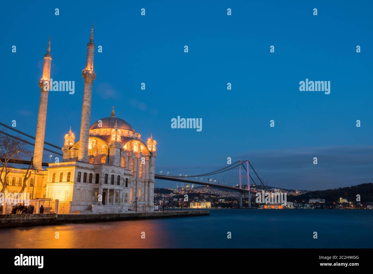 Ortakoy Mosque and Bosphorus Bridge (15th July Martyrs Bridge) night ...