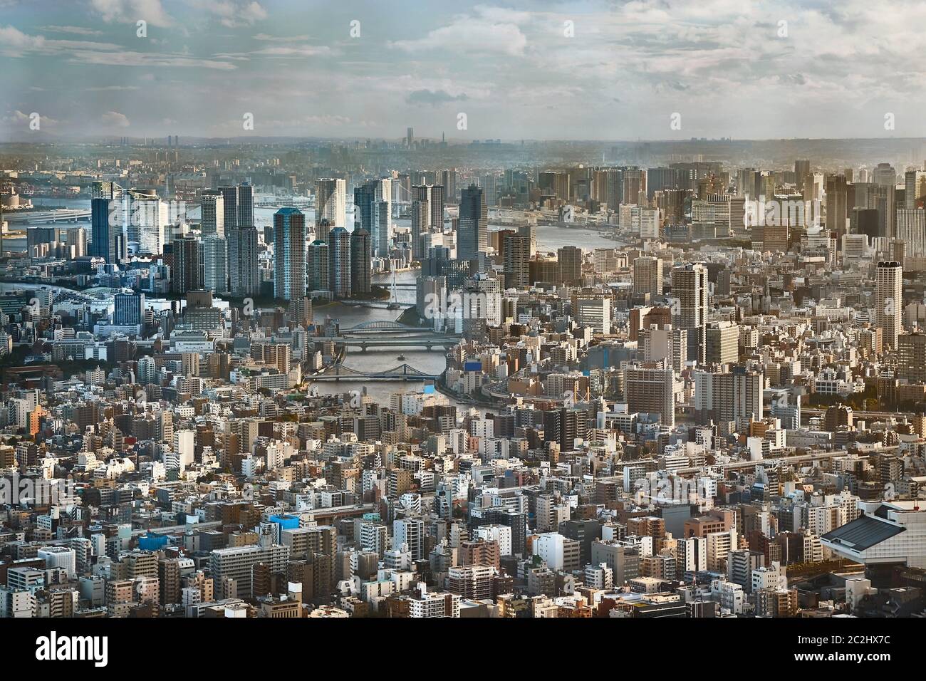 Aerial view of Tokyo, Japan with mist in the air Stock Photo - Alamy