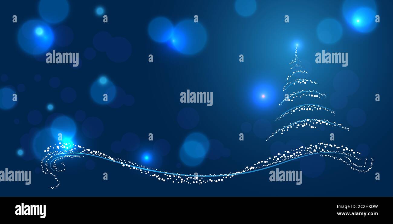Magical blue Christmas background with a tree shape, vector ...