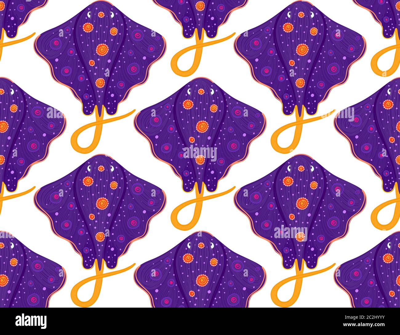 Vector seamless pattern with spotted stingray. Cartoon character ...