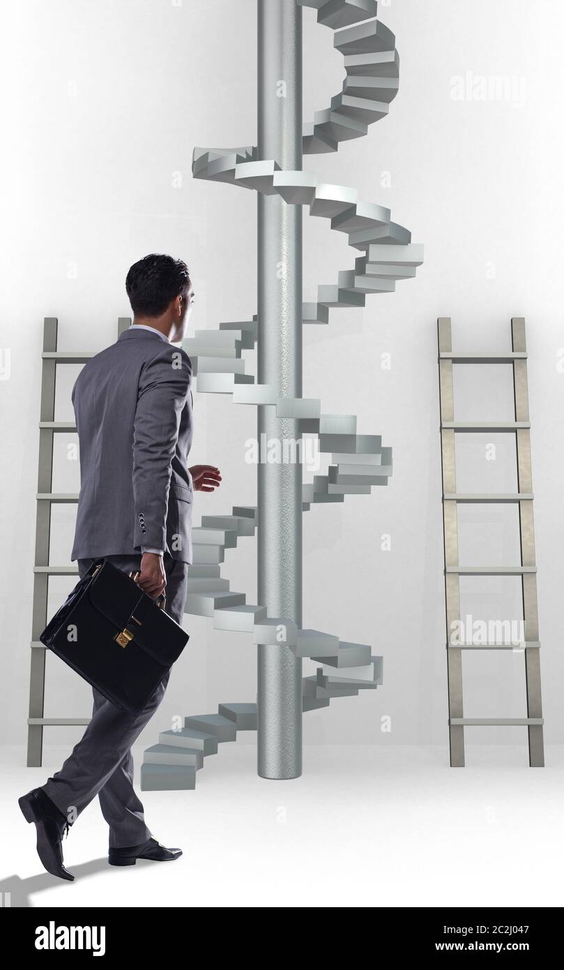 Career progression concept with ladders and staircase Stock Photo - Alamy