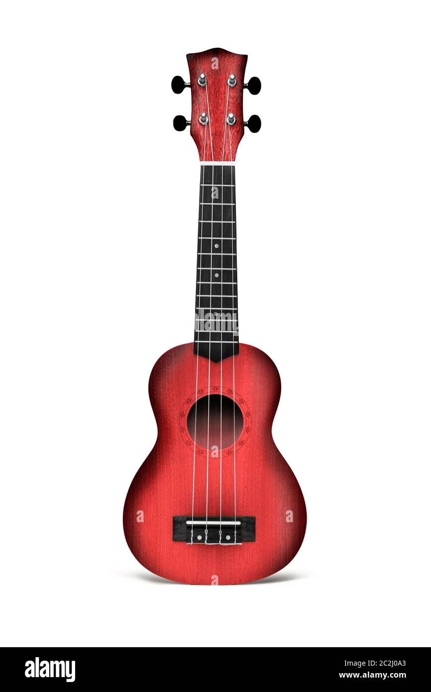 The Red ukulele guitar isolated on the white background Stock Photo - Alamy