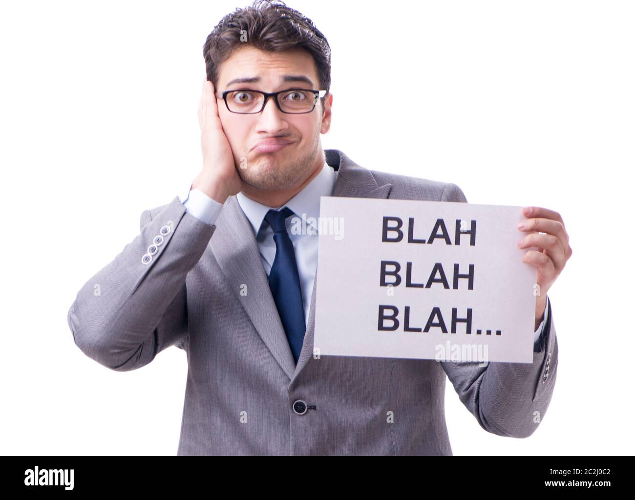 The businessman telling lies isolated on white background Stock Photo ...