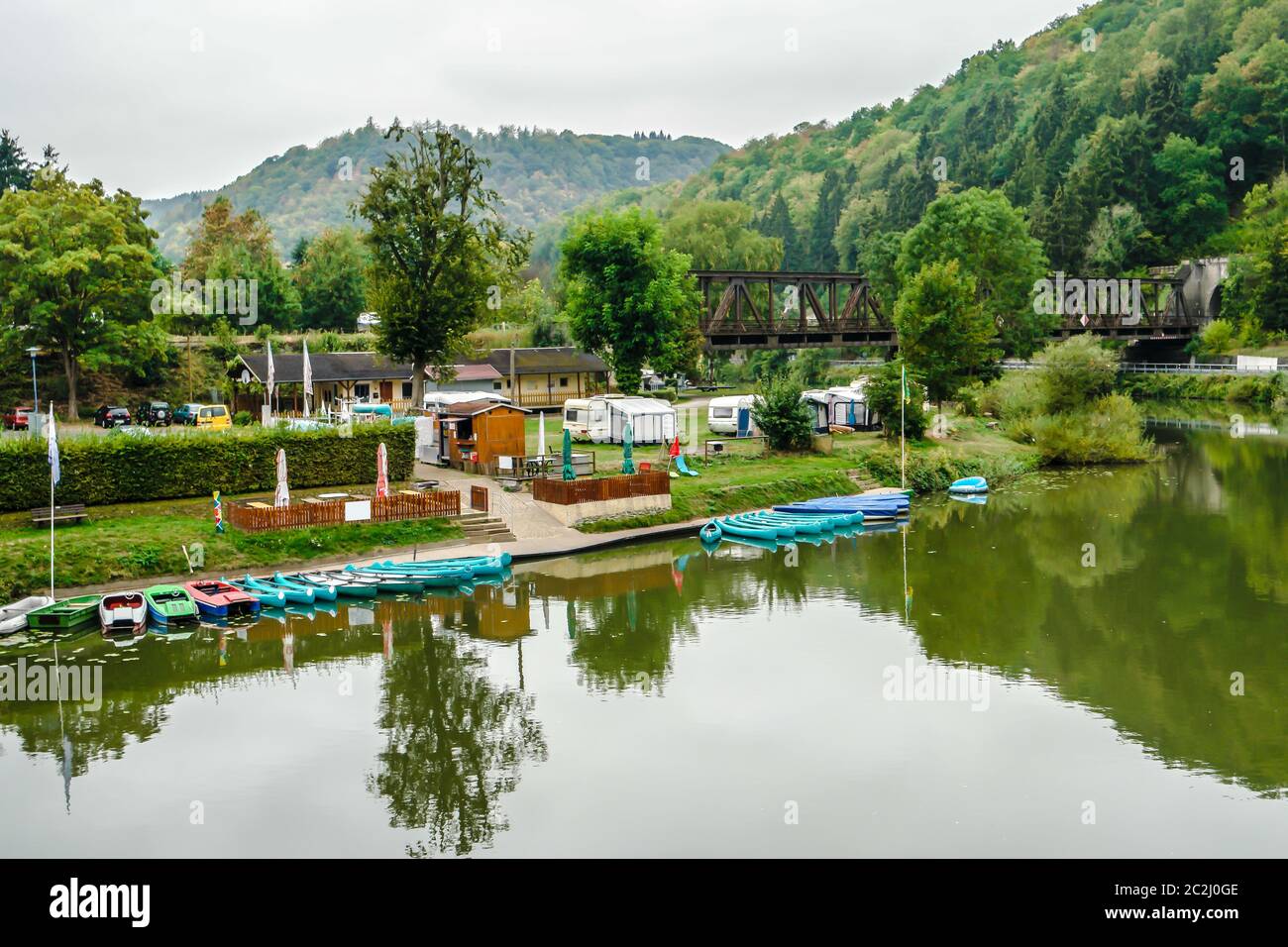 Beautiful camping resort on Lahn River in Germany Stock Photo - Alamy