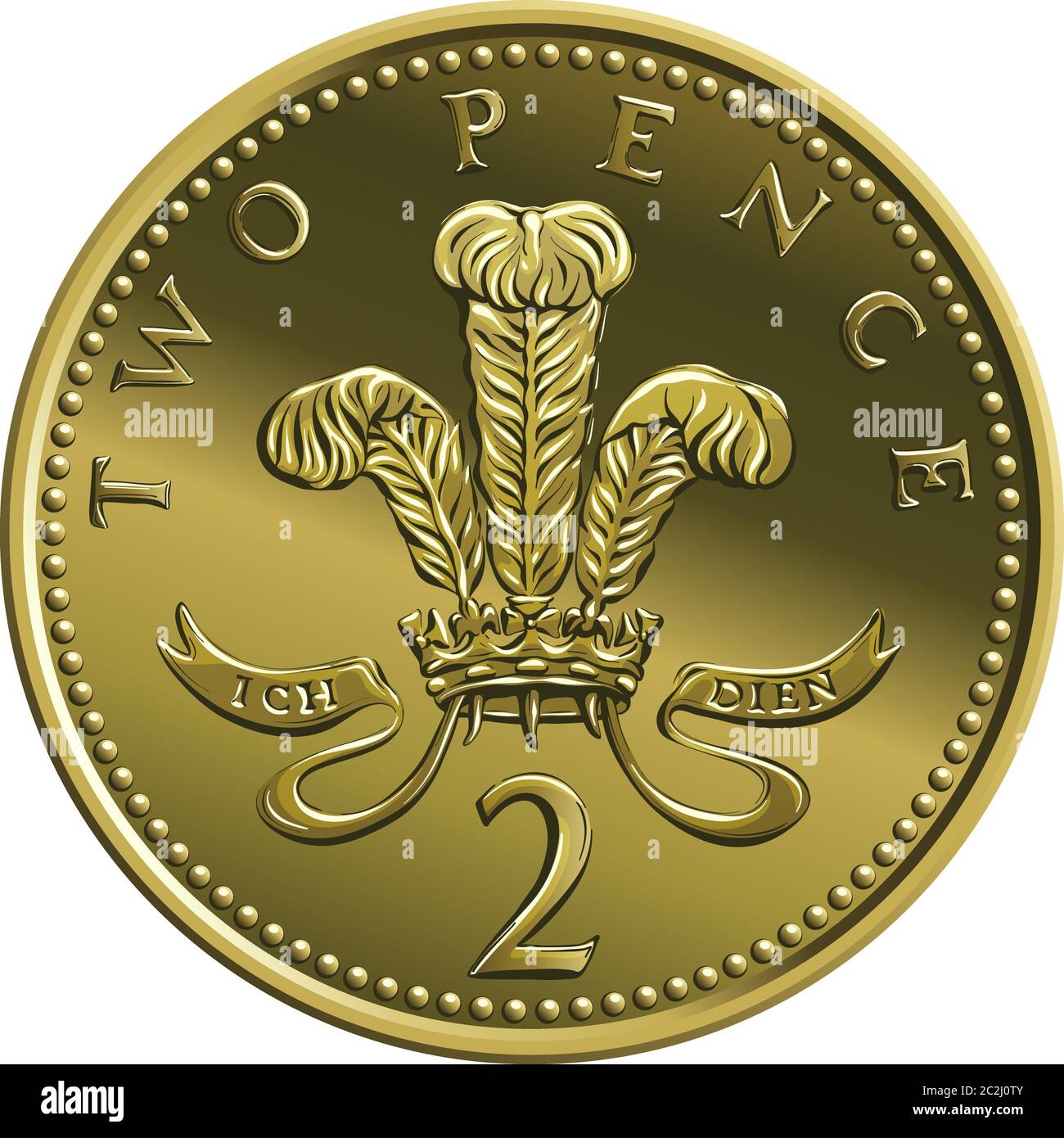 Vector Reverse of British gold coin Two pee or 2 pence with Badge of ...