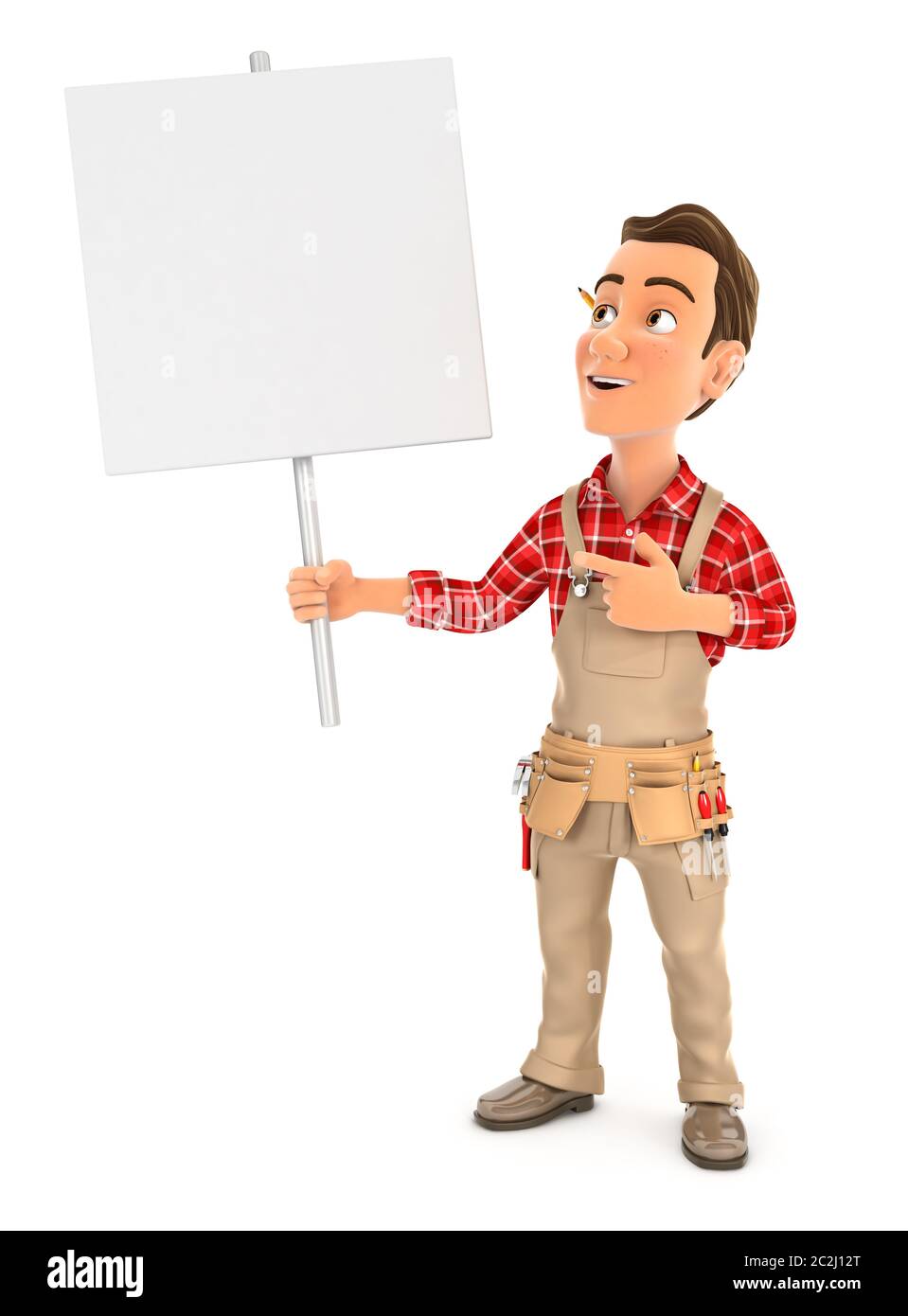 3d man holding sign board hi-res stock photography and images - Alamy