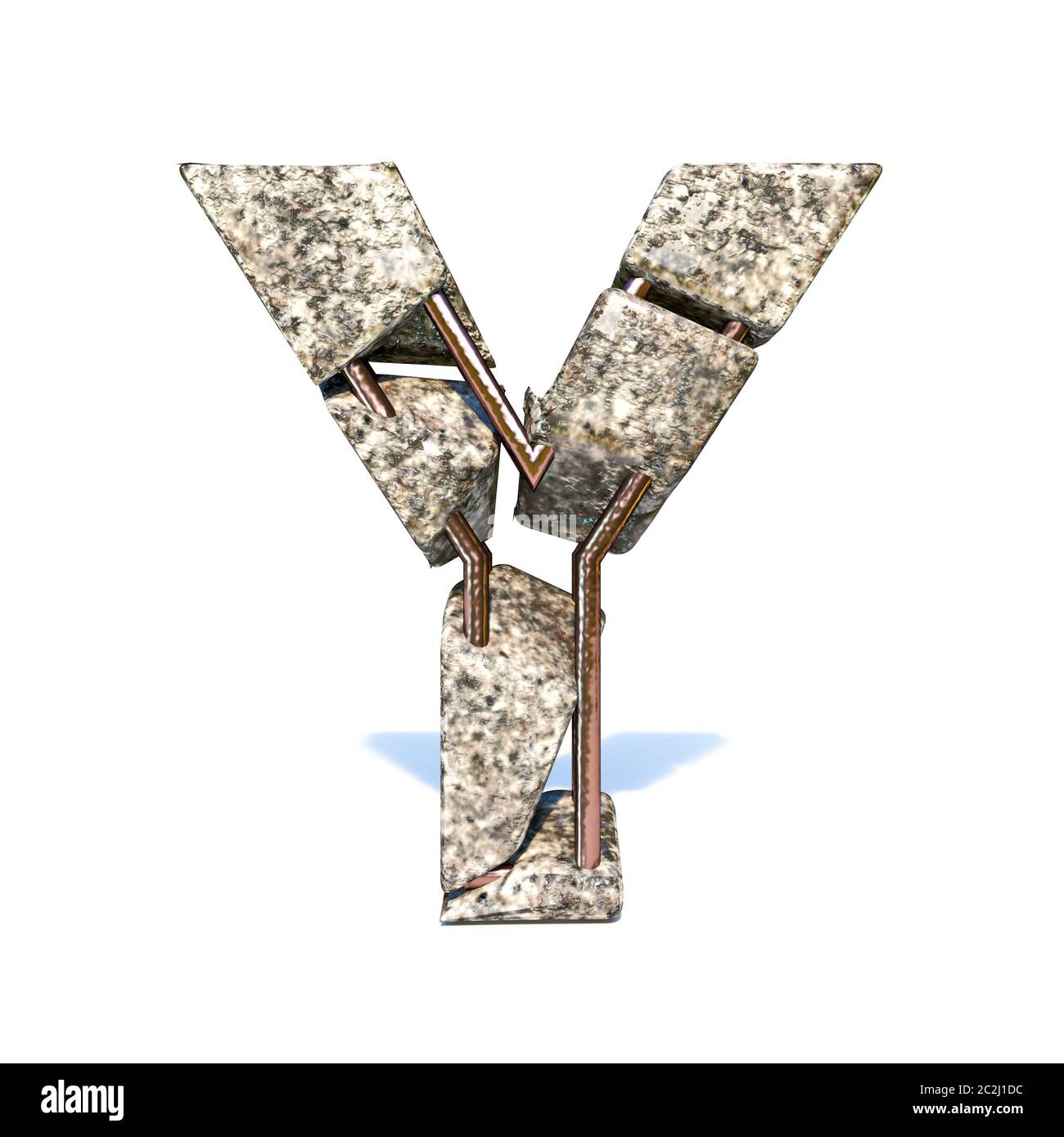 Concrete fracture font Letter Y 3D render illustration isolated on ...