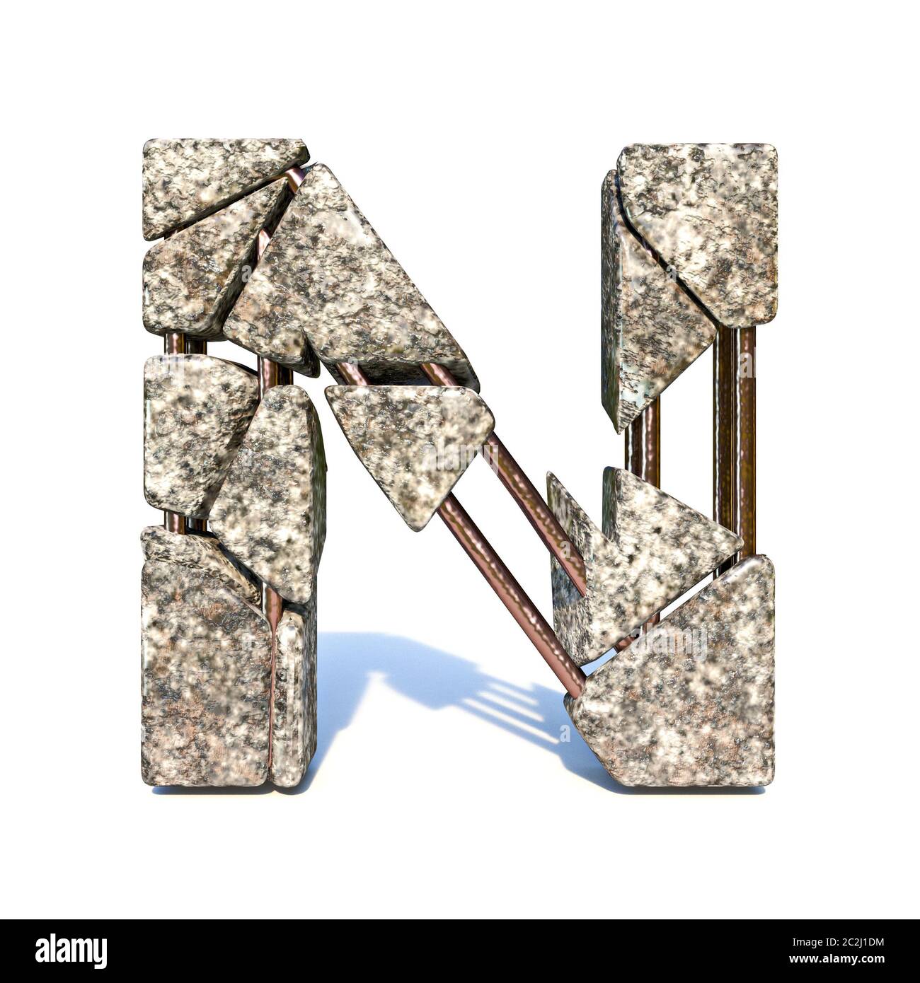 Concrete fracture font Letter N 3D render illustration isolated on ...