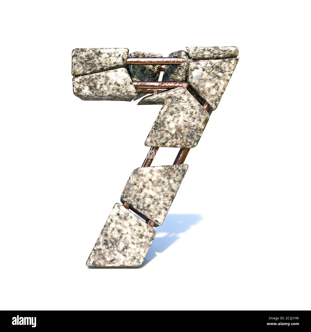 Concrete fracture font Number 7 SEVEN 3D render illustration isolated ...
