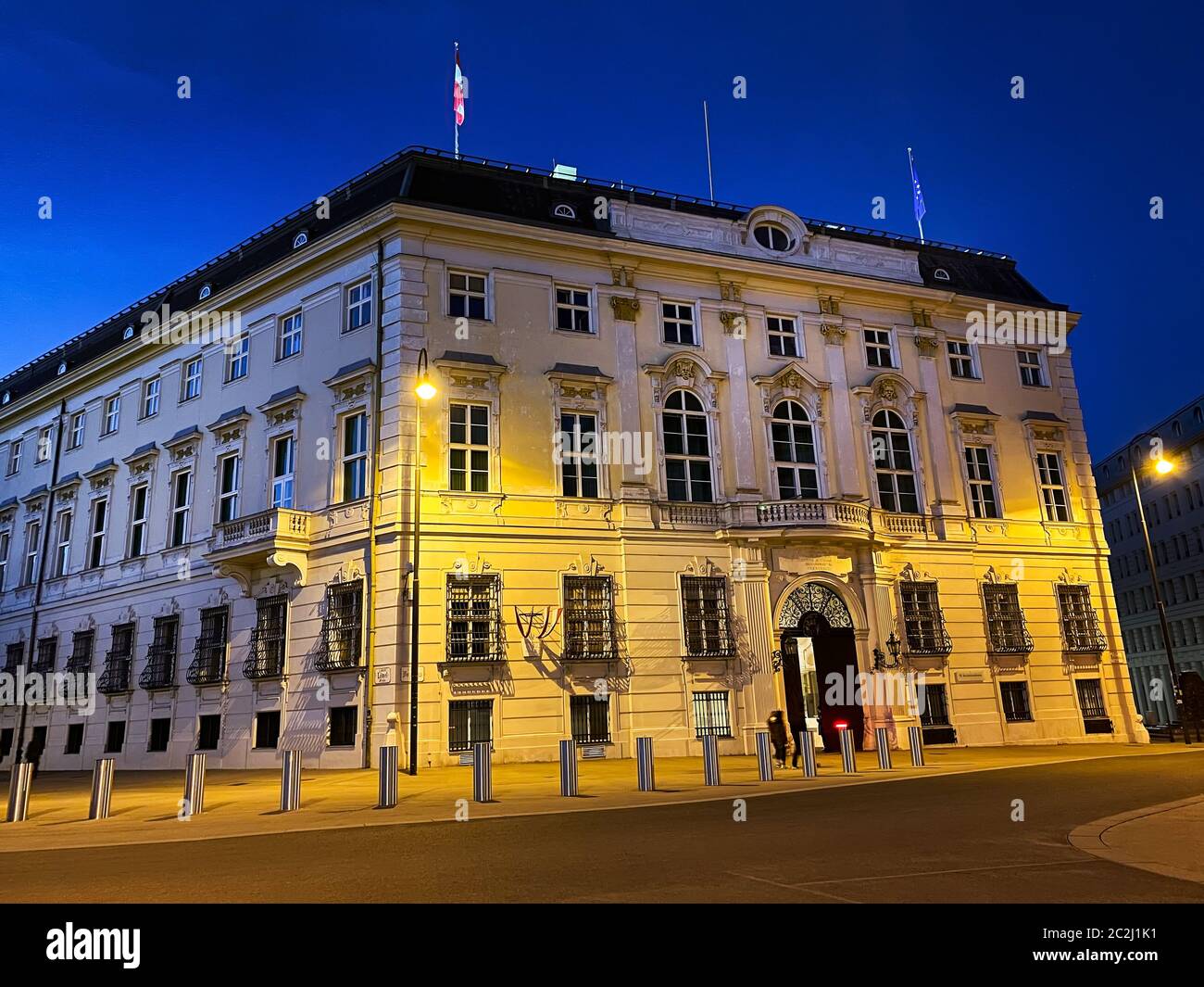 Austrian Chancellery by night, government building at Ballhausplatz in ...