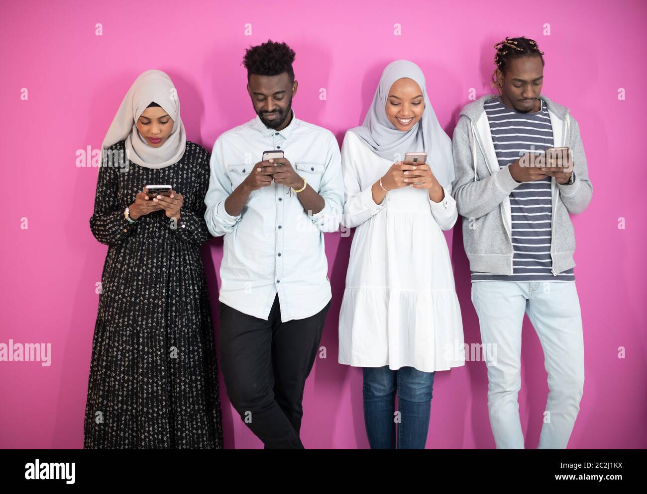 african students group using smart phones Stock Photo - Alamy