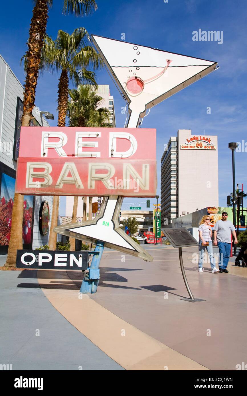 Historic neon sign on Fremont Street, Las Vegas, Nevada, USA Stock ...