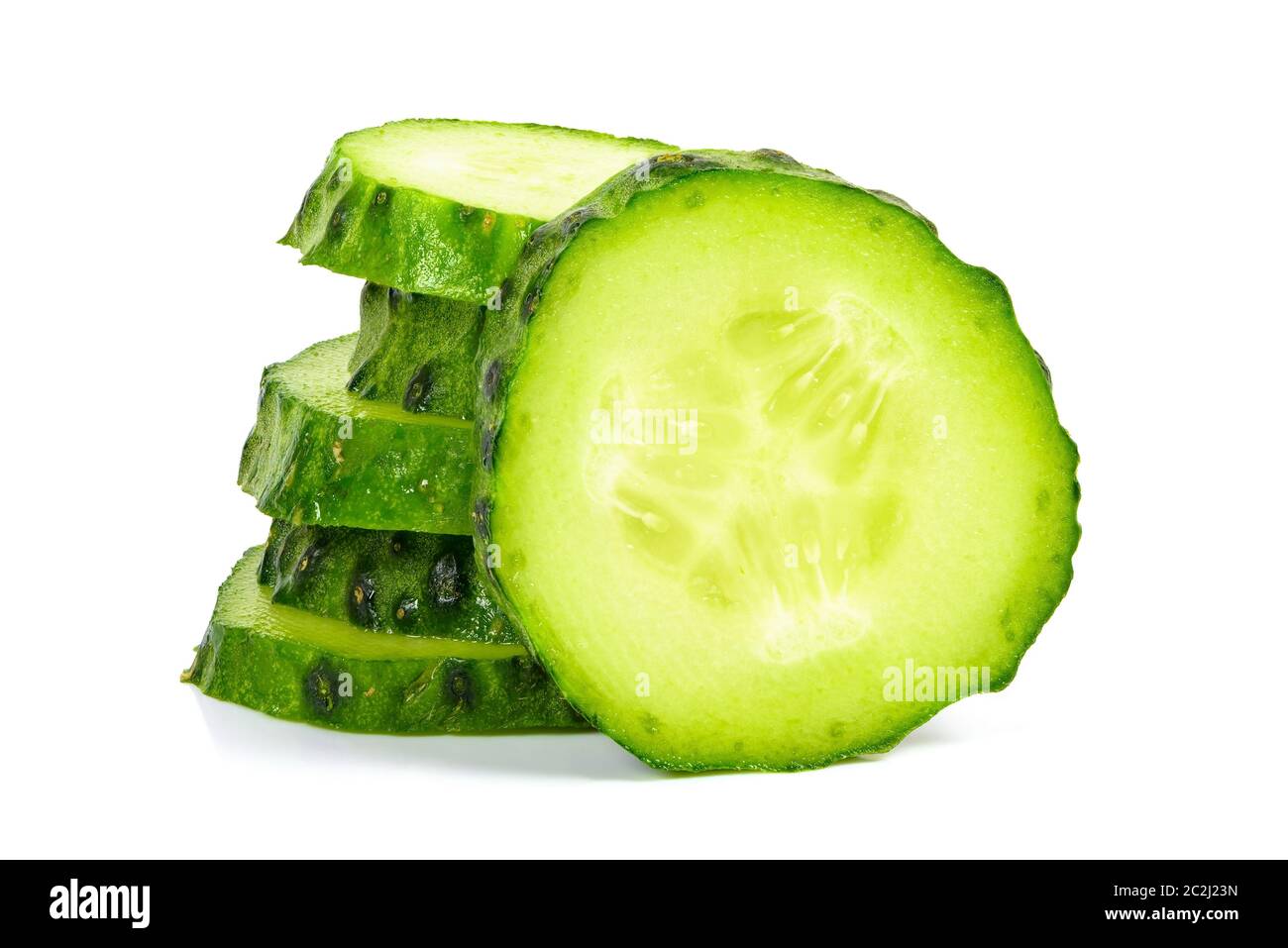 Fresh cucumber slices isolated on white background with clipping path ...