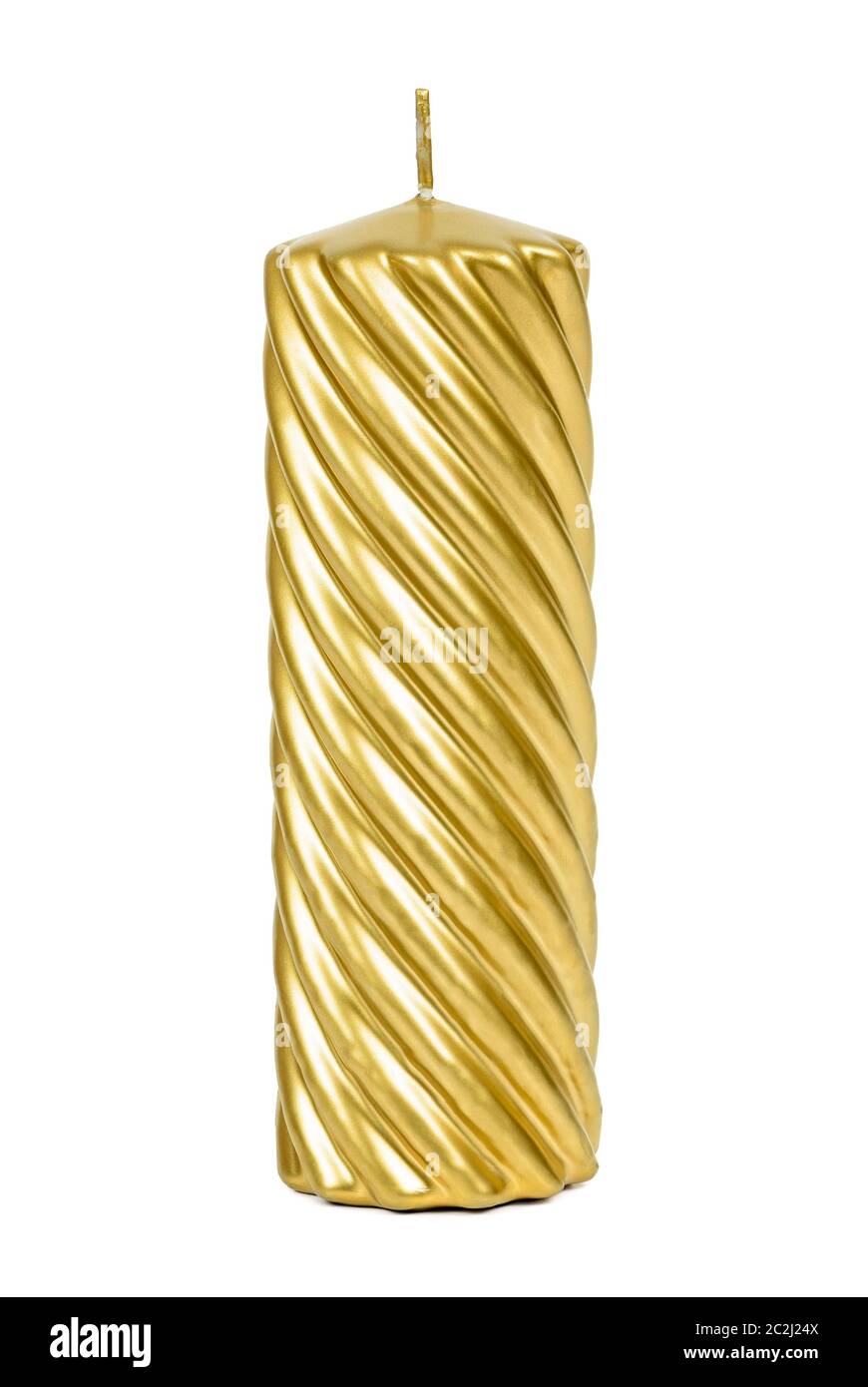 Golden decorative candle isolated on white background with clipping ...