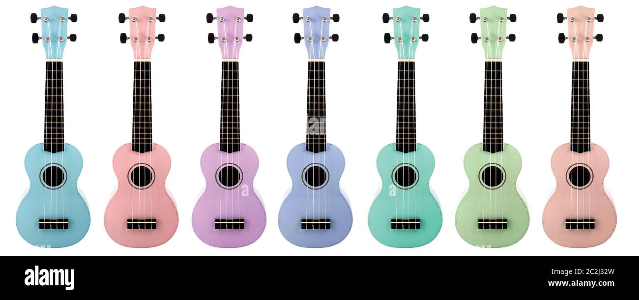 Ukulele color on isolated a white background Stock Photo - Alamy