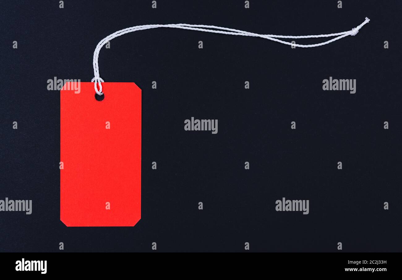 Red tag label on black background, blank copy space for you work Stock ...