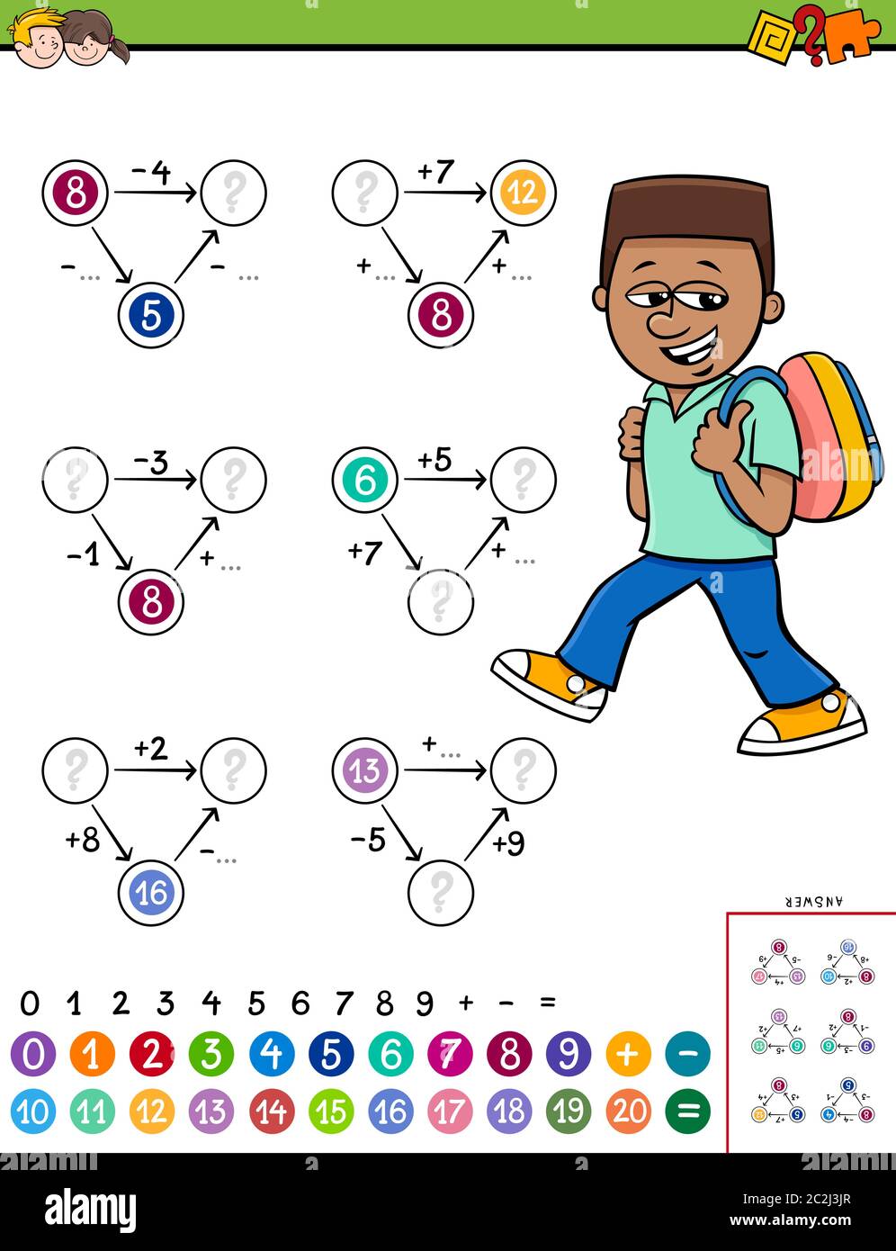 maths calculation educational worksheet for kids Stock Photo - Alamy