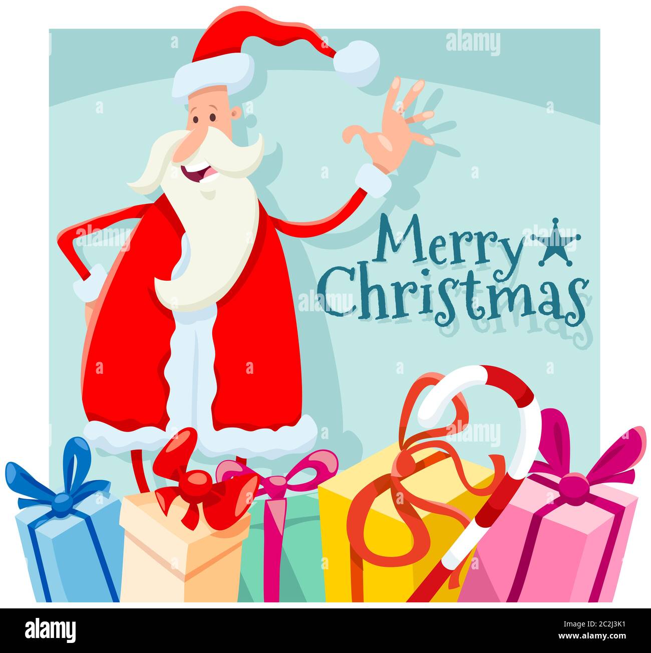 Christmas design with cartoon Santa Claus Stock Photo - Alamy