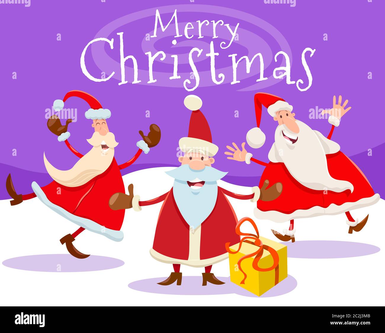 Christmas card design with cartoon Santa Claus Stock Photo - Alamy