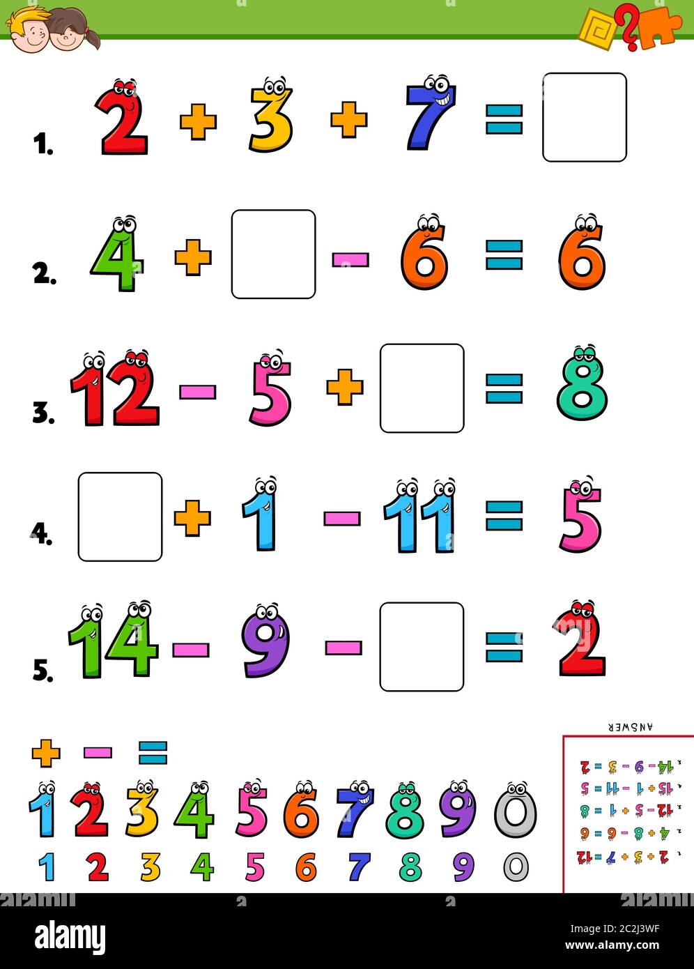 maths calculation educational worksheet for children Stock Photo - Alamy
