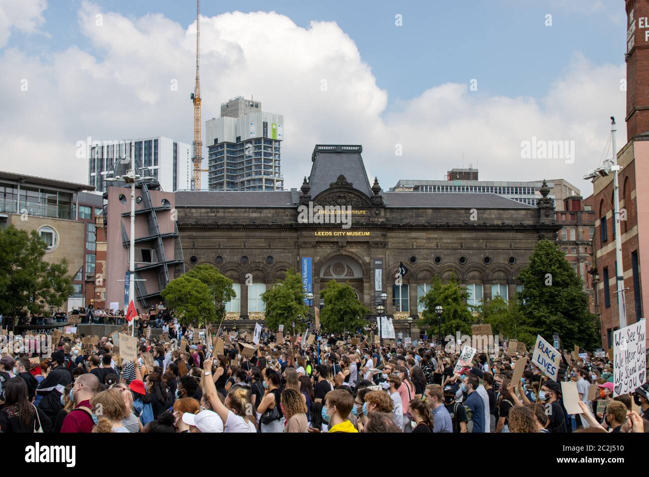 Leeds UK, 14th June 2020: Black lives matter protesters in the Leeds ...