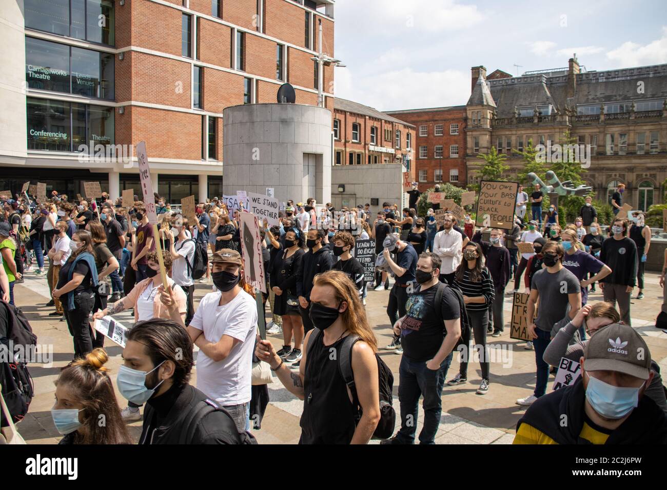 Leeds UK, 14th June 2020: Black lives matter protesters in the Leeds ...