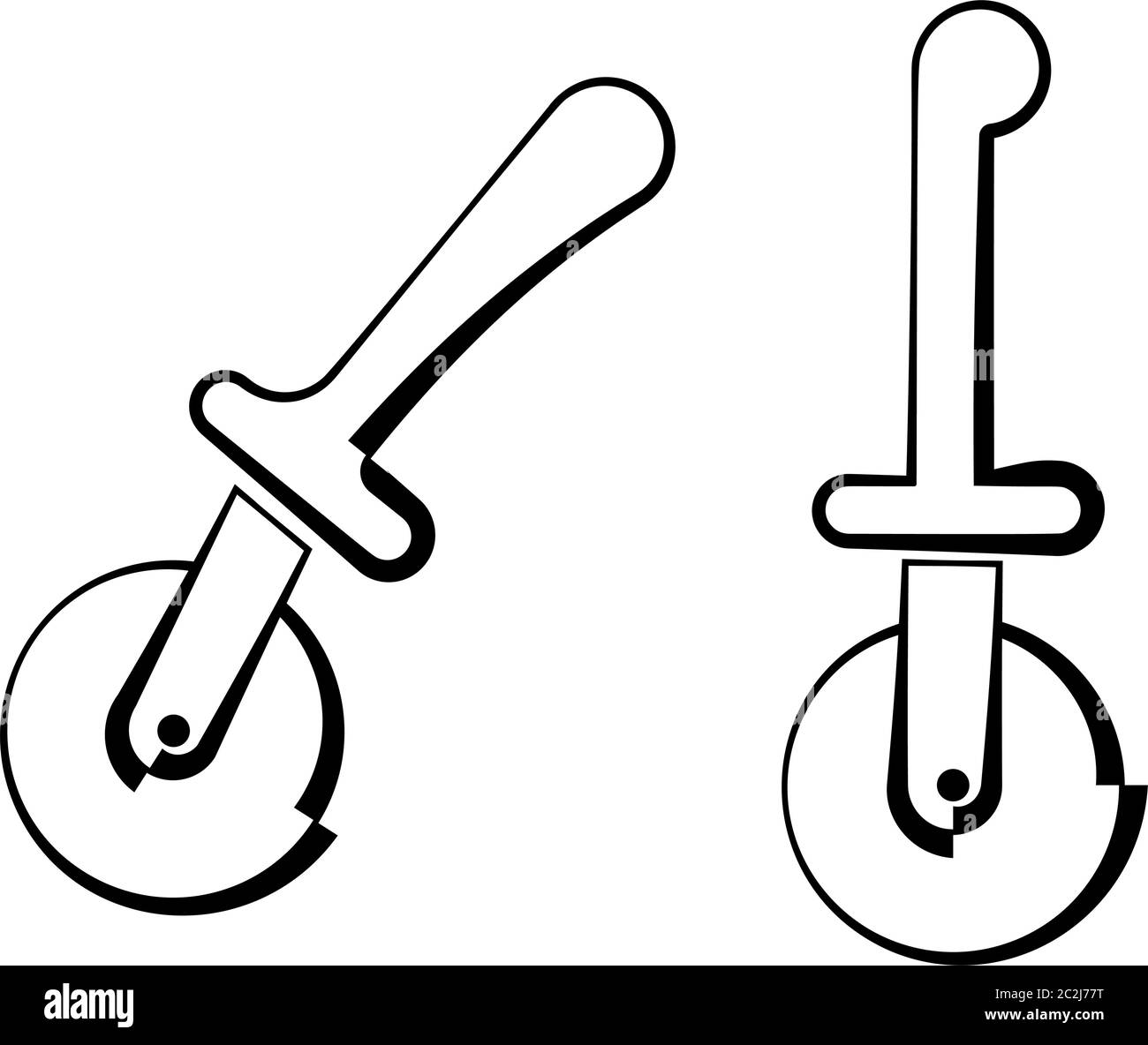 Pizza Cutter Icon, Pizza Slice Cutter Vector Art Illustration Stock ...