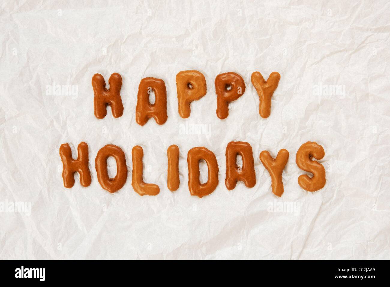 Gingerbread Letter Building English Word Happy Holidays. Isolated On ...