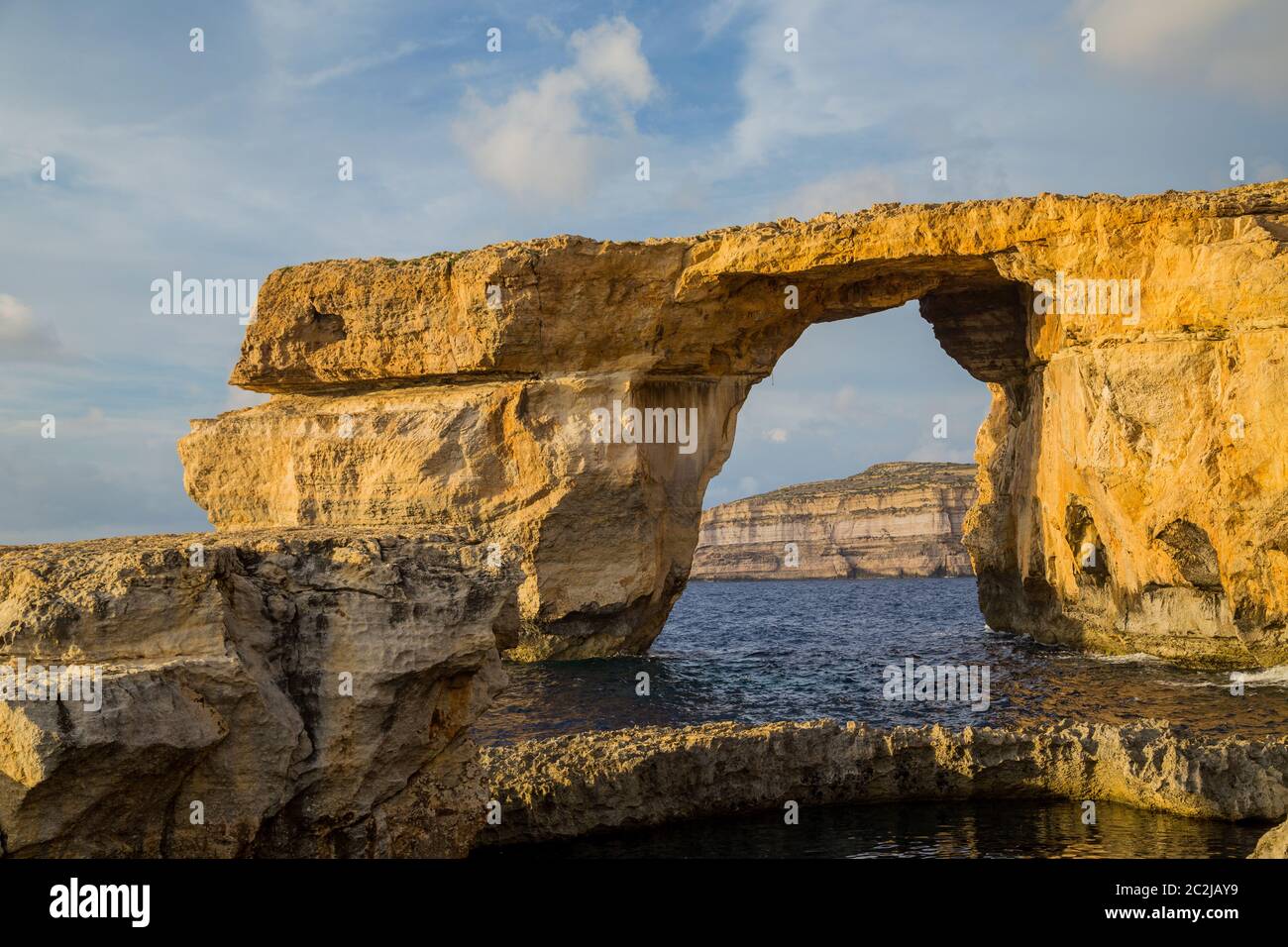 Azure Window, a natural rock arch, west coast, Gozo island, Malta Stock ...