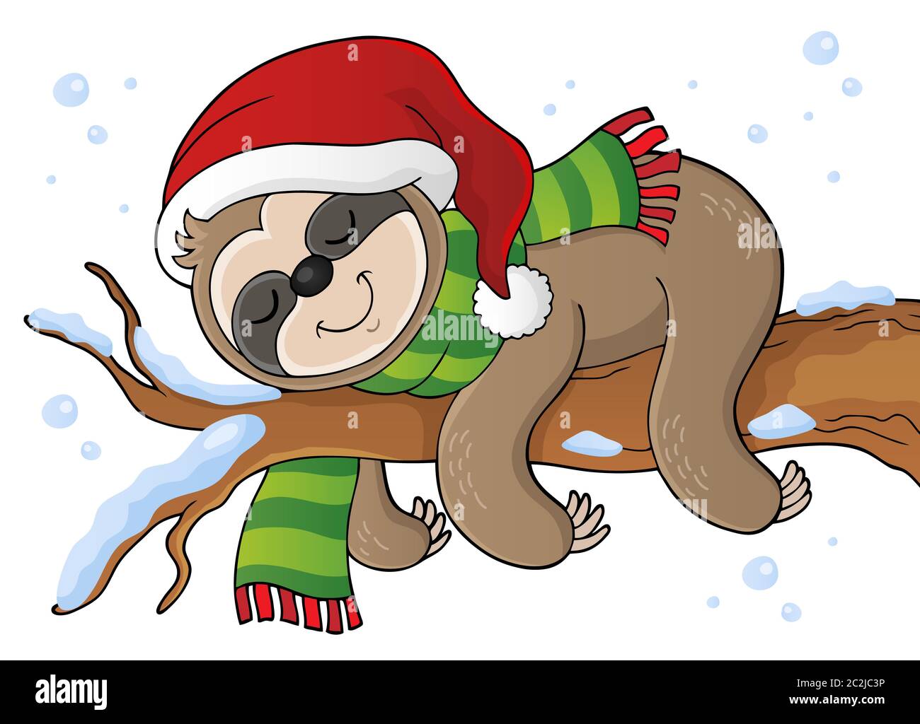 Christmas sloth theme image 1 - picture illustration Stock Photo - Alamy