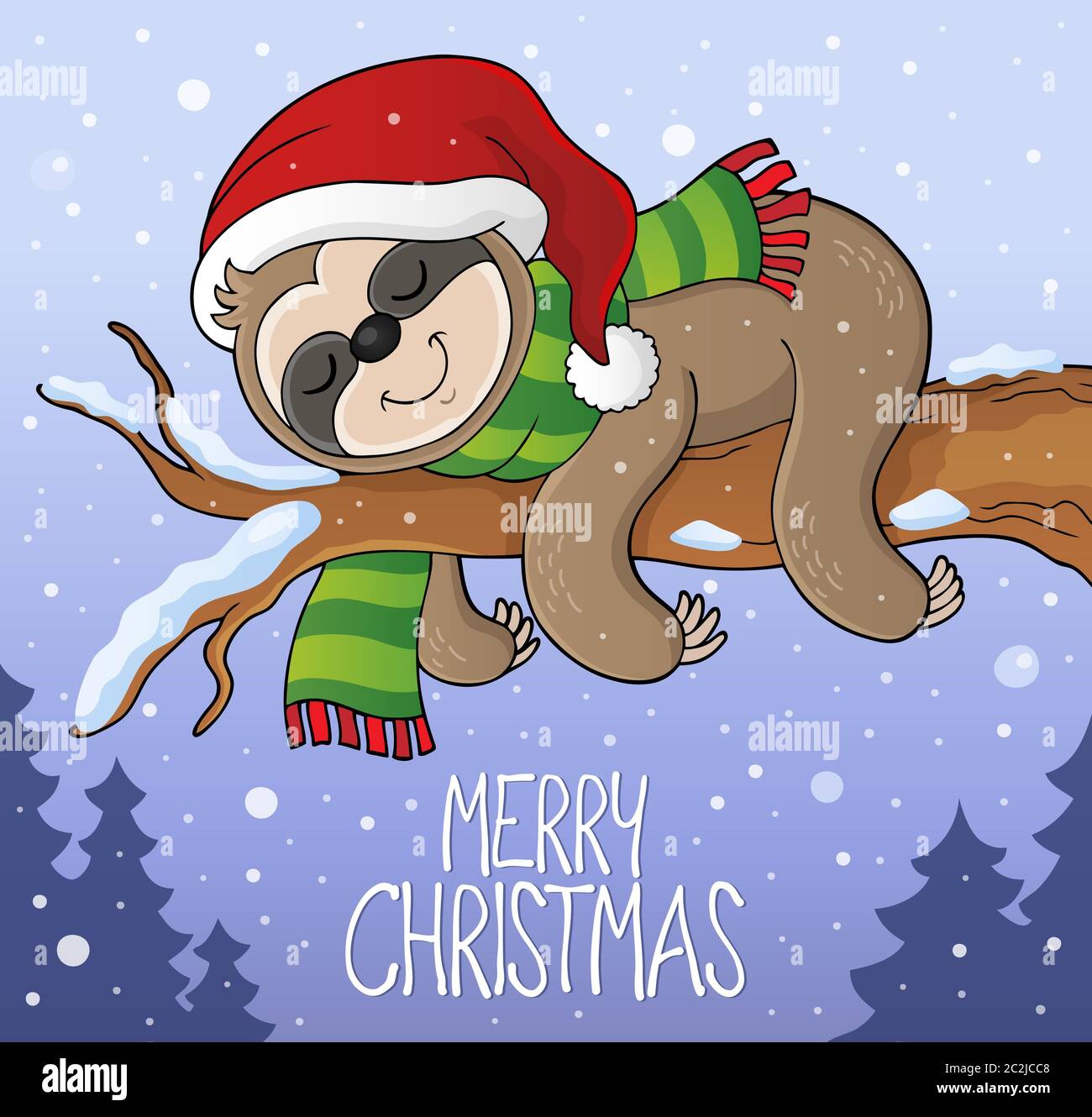 Christmas sloth theme image 2 - picture illustration Stock Photo - Alamy