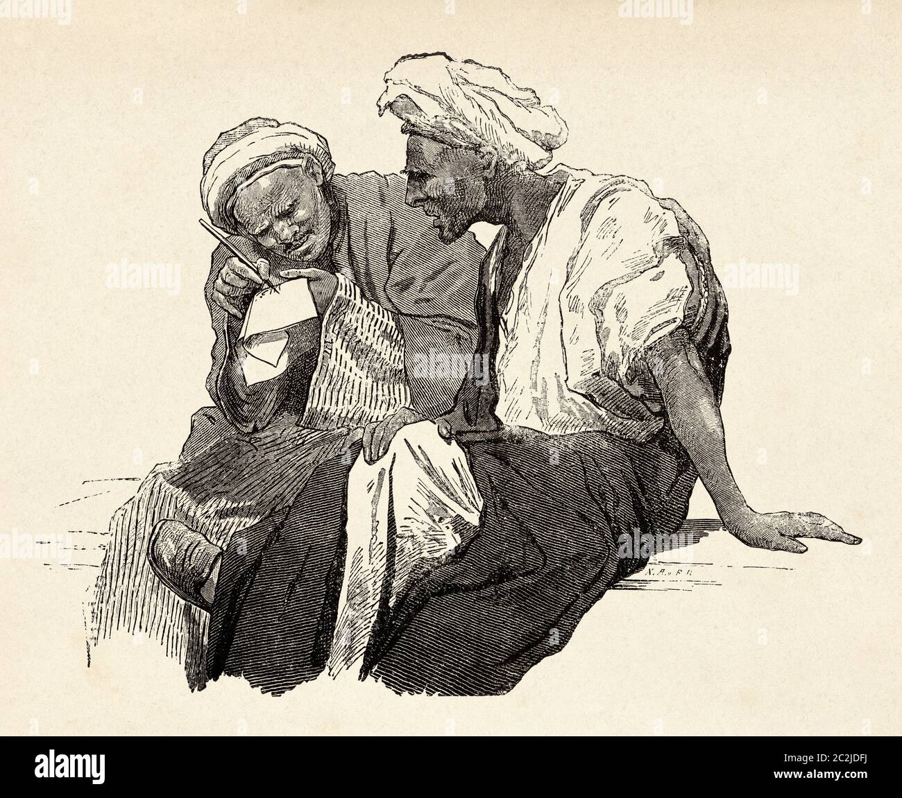 Man writing letter illustration 1800s hi-res stock photography and ...