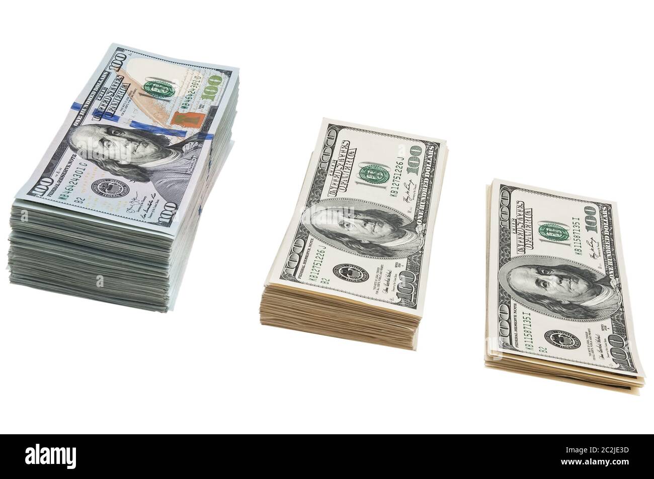 Bundle of US 100 dollars bank notes isolated on white background Stock ...