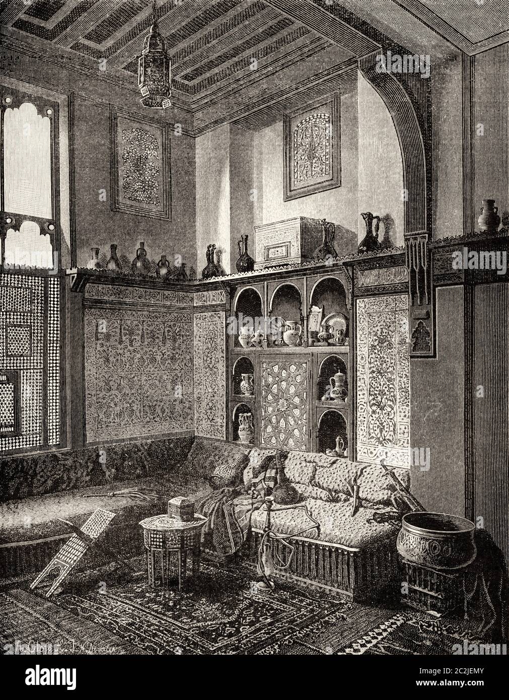 The House of Moufti Sheikh el Mahadi, Cairo, Ancient Egypt. Old 19th ...
