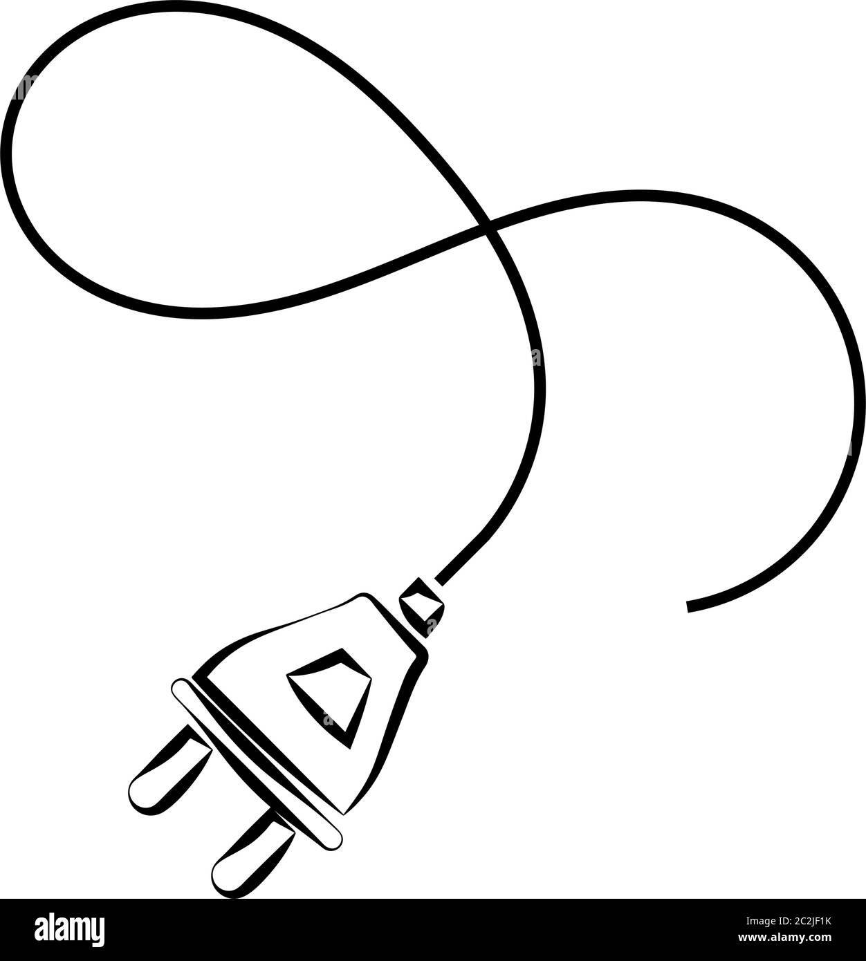 Power Plug With Wire Icon Vector Art Illustration Stock Vector Image ...