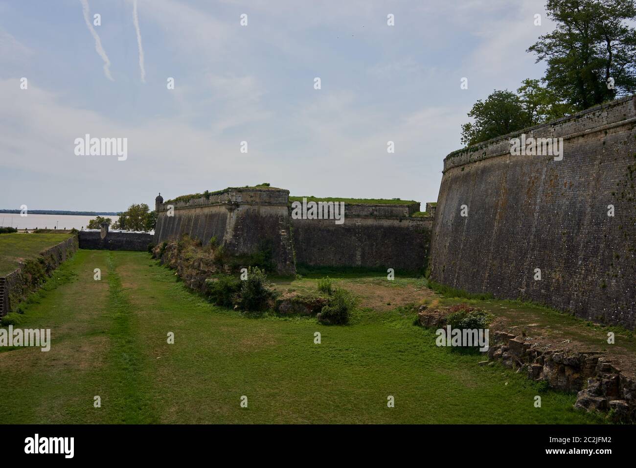 The defensive ditch at the fortress of Blaye, alongside the river ...