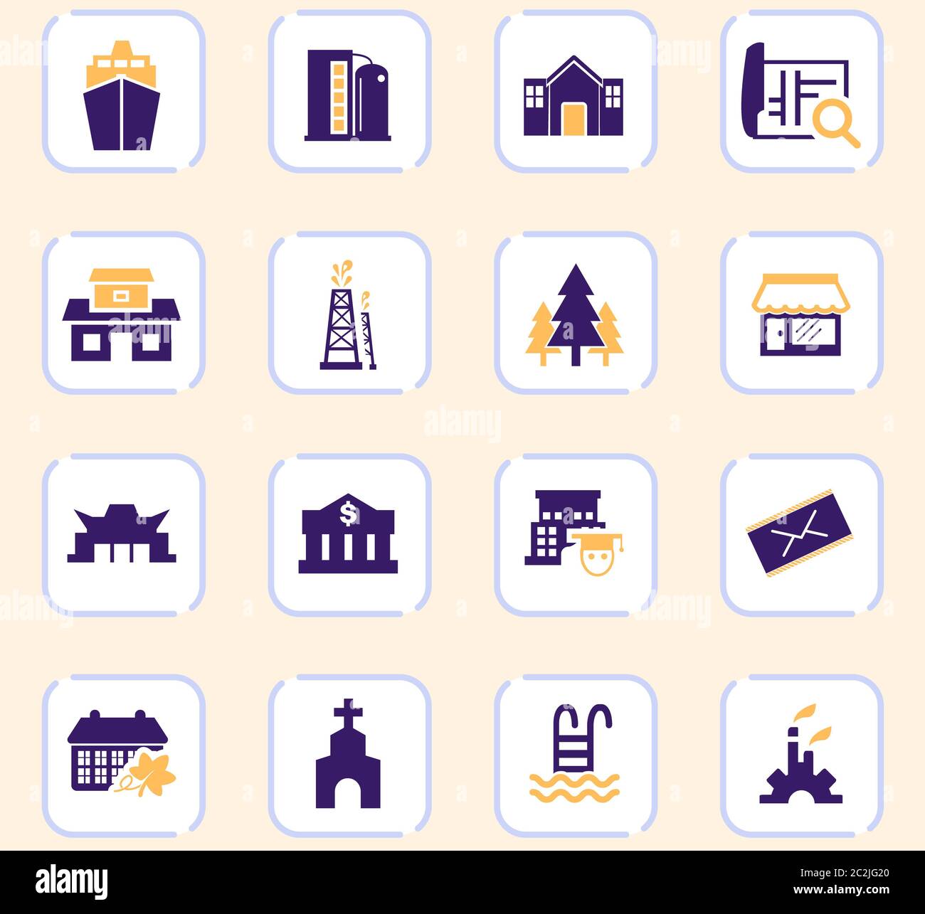 Infrastucture of the city color vector icons for user interface design ...