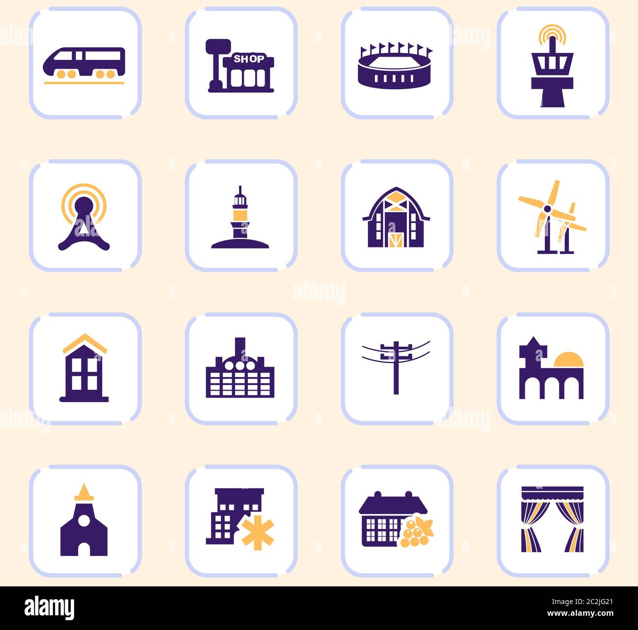 Infrastucture of the city color vector icons for user interface design ...