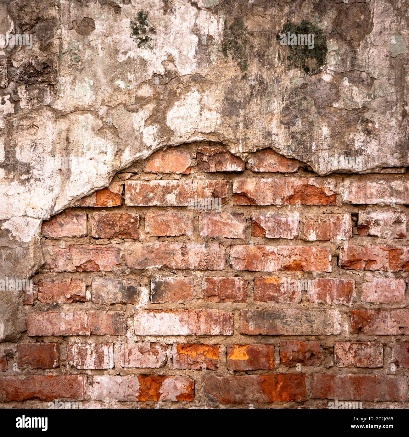 Old brick wall in a background image. Plastered Brickwall With Chipped ...