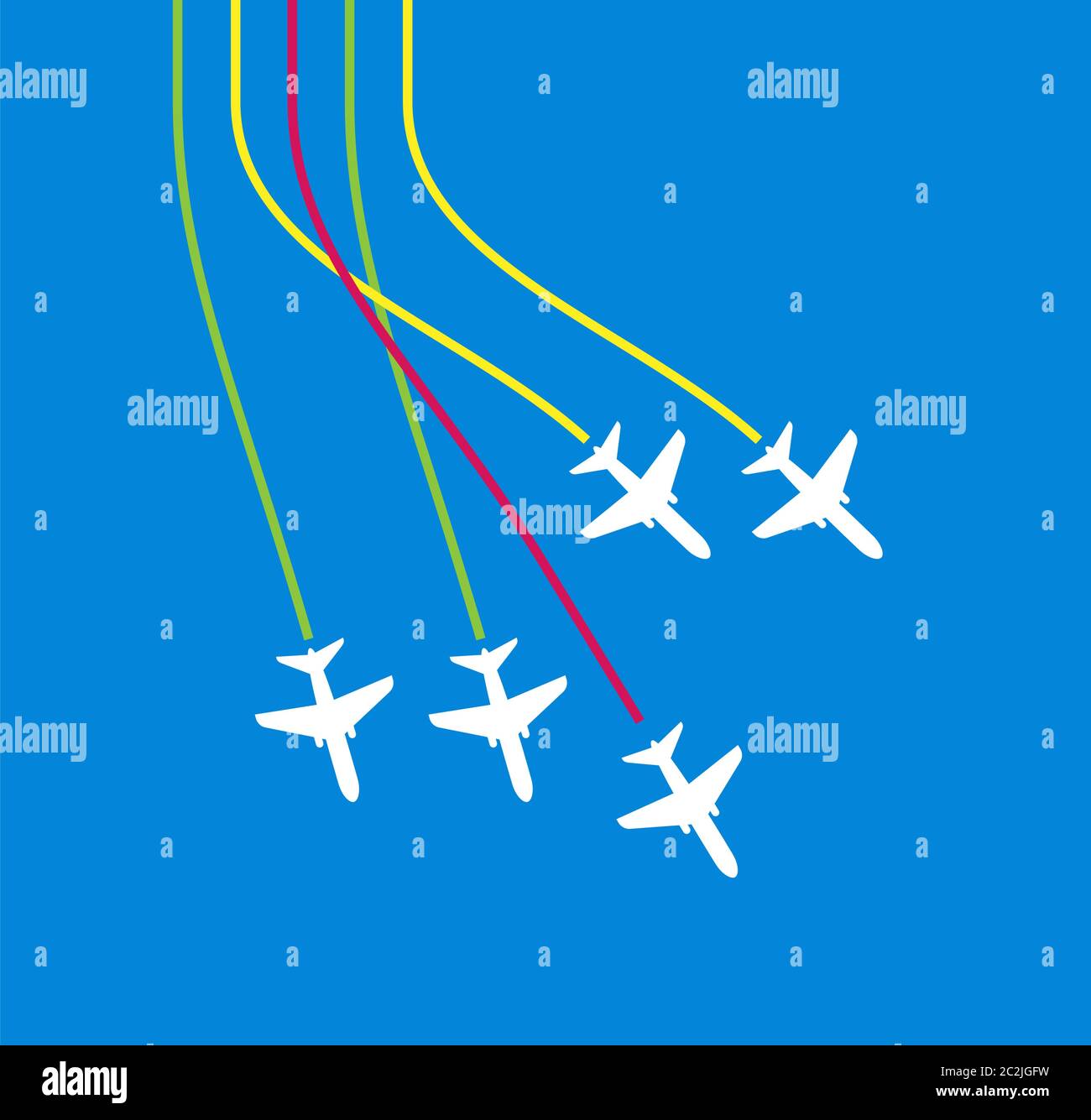 Airplane Flying Formation In Blue Sky, Air Show Display, The ...