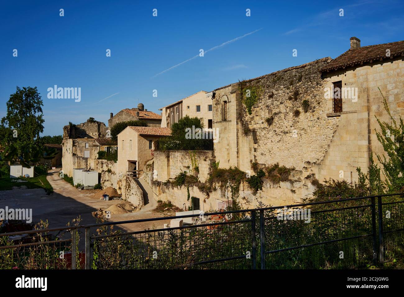 Rooftop scenes in the medieval winemaking village of Saint-Emillion in ...