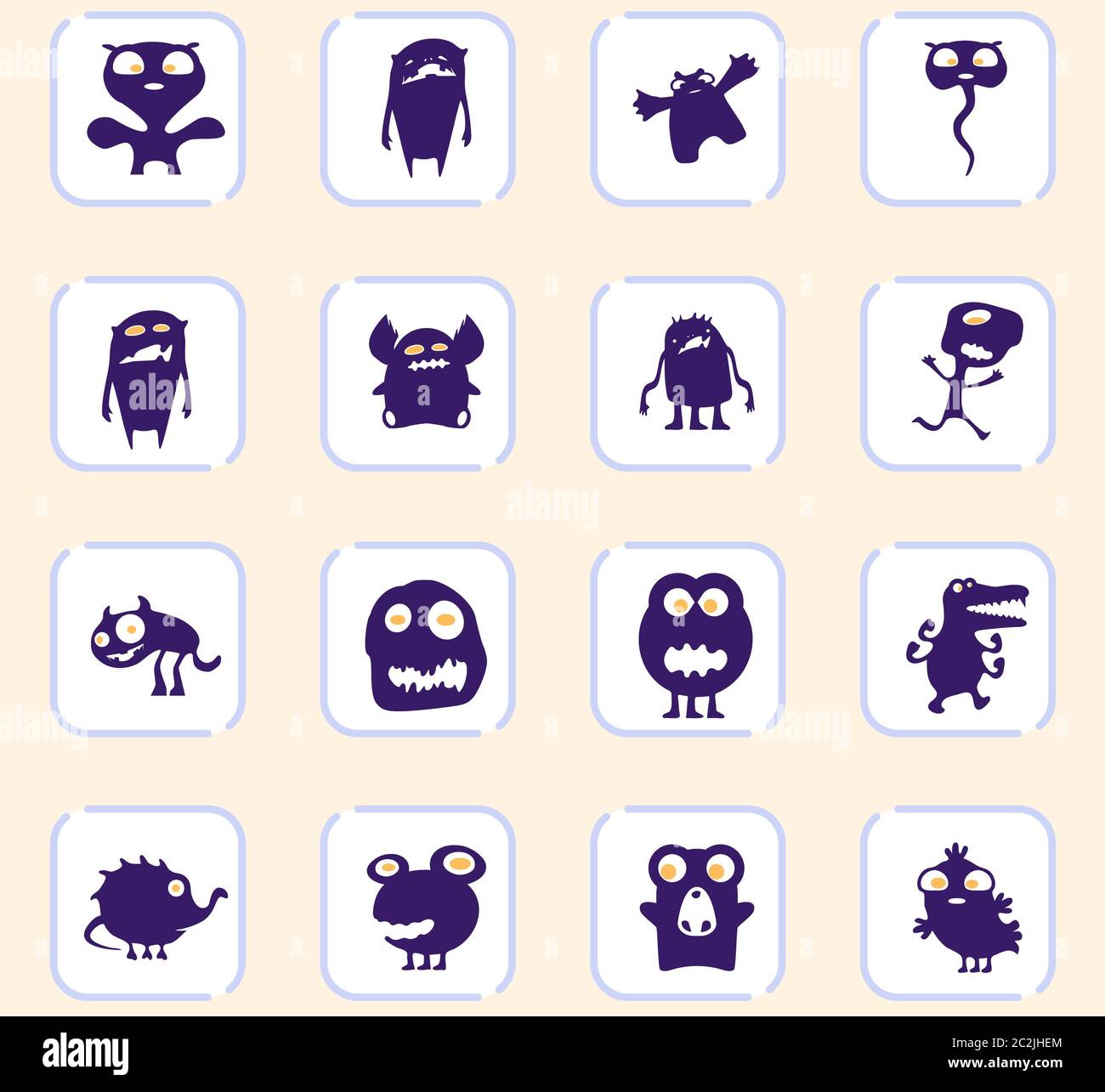Monster color vector icons for user interface design Stock Photo - Alamy