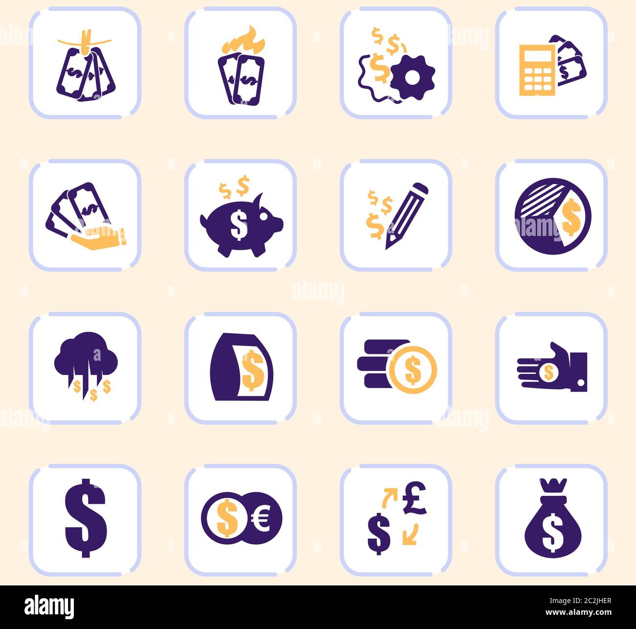 Money color vector icons for user interface design Stock Photo - Alamy