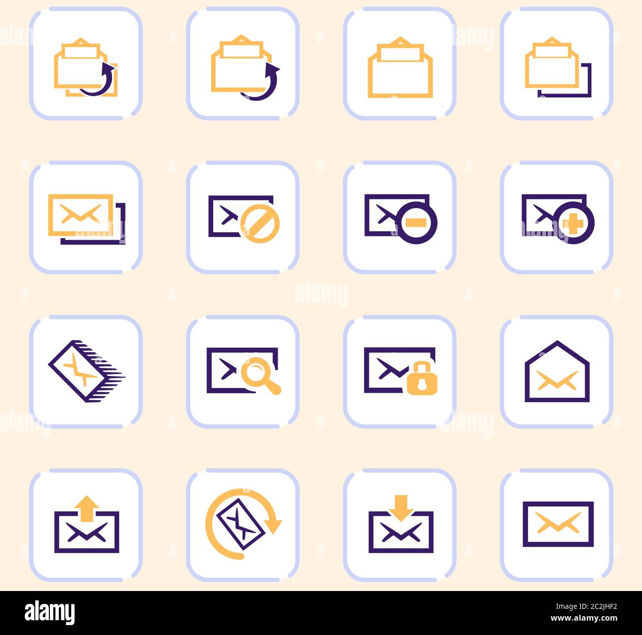 Mail easy color vector icons for user interface design Stock Photo - Alamy