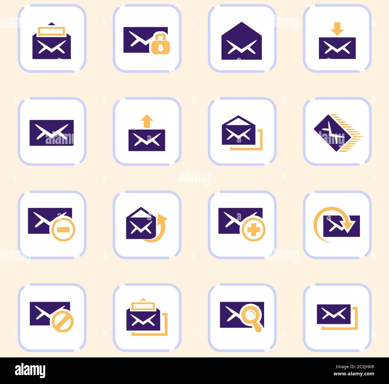 Mail easy color vector icons for user interface design Stock Photo - Alamy