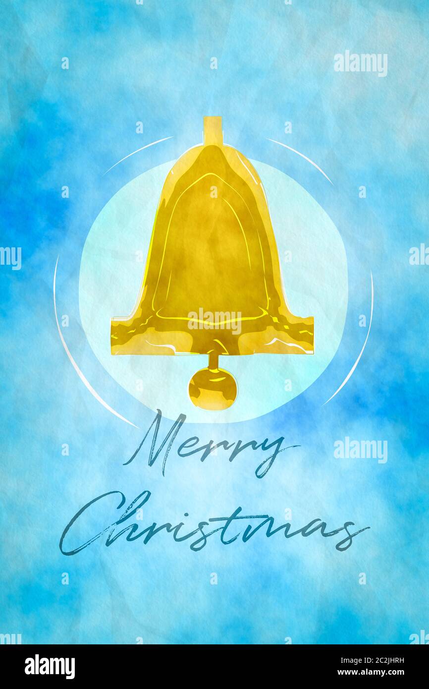 simple golden bell watercolor digital painting Stock Photo - Alamy