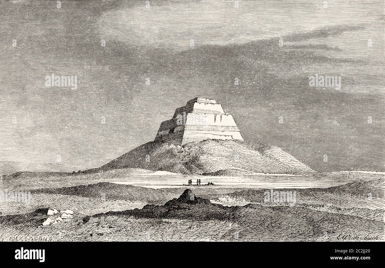 Panoramic general landscape view of the Pyramid of Meidum, called by ...
