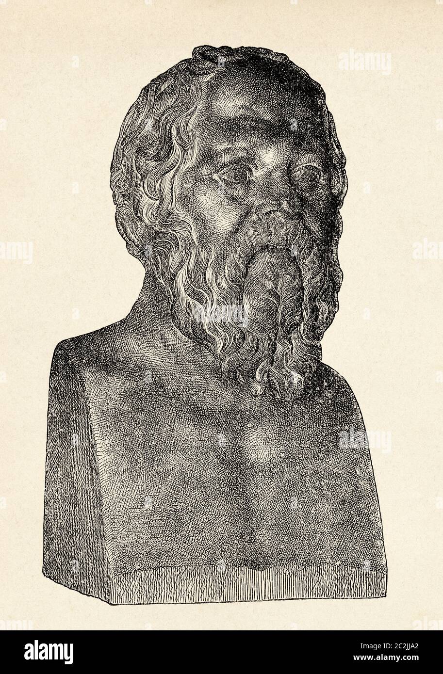 Marble bust of Socrates, Greek philosopher. Ancient Greece. Old 19th ...